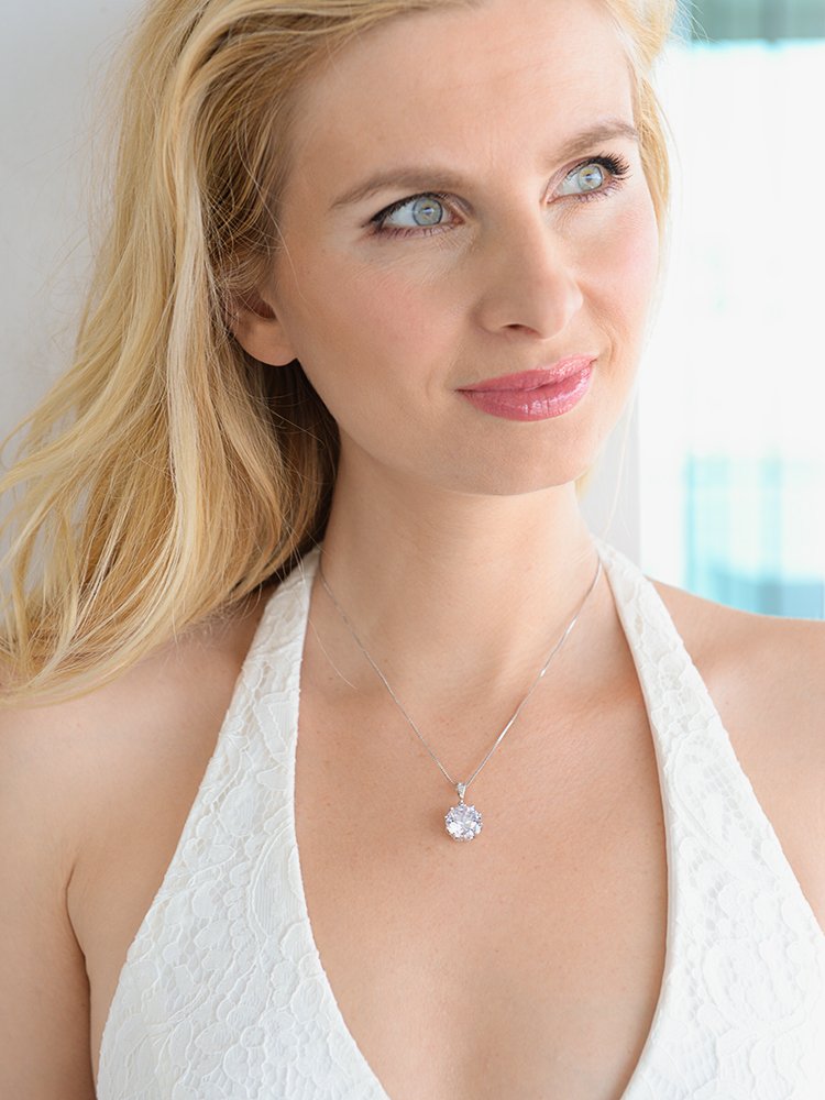 Mariell Dramatic 5 Ct. ½ Round-Cut CZ Solitaire Pendant Necklace - Bold Brides or Bridesmaids Jewelry