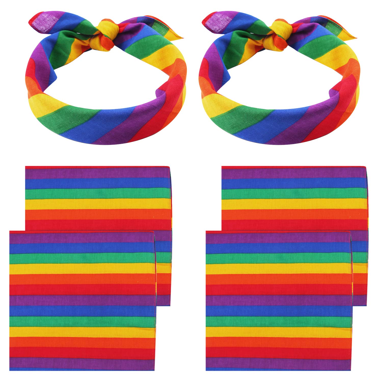 URATOT 6 Pack Gay Pride Headband Pride Rainbow Bandanas Cotton Stripes Rainbow Handkerchiefs, Support LGBT Causes