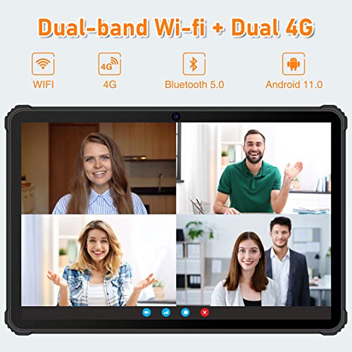 OUKITEL RT1 Android 11 Tablet,10.1 Inch Rugged Tablet with 10000mAh Large Battery, Octa-Core 4GB+64GB, Dual 4G SIM+5G WiFi,1920x1200 FHD+ Tablet, 16+16MP Camera, Sim Free Tablets, GPS/OTG |Black