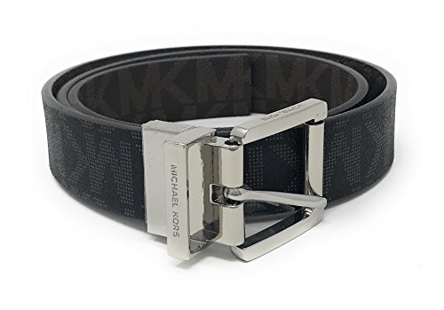 Michael Kors Women's 30mm Reversible MK Logo Monogram Synthetic Leather Belt, Black To Brown (M)