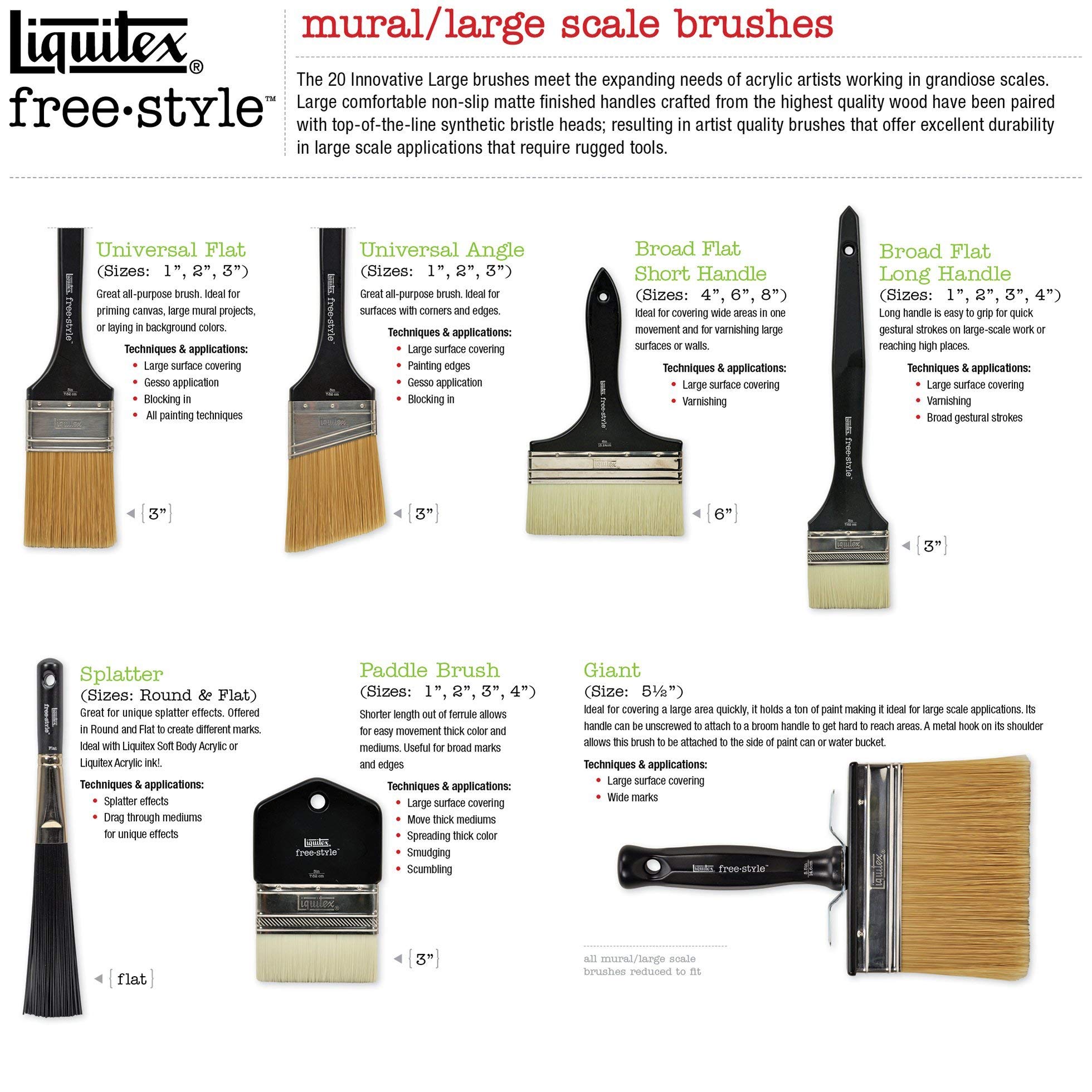 Liquitex 1300804 Professional Freestyle Large Scale Brush, Broad Flat/Varnish 4-inch, Long Handle , Black
