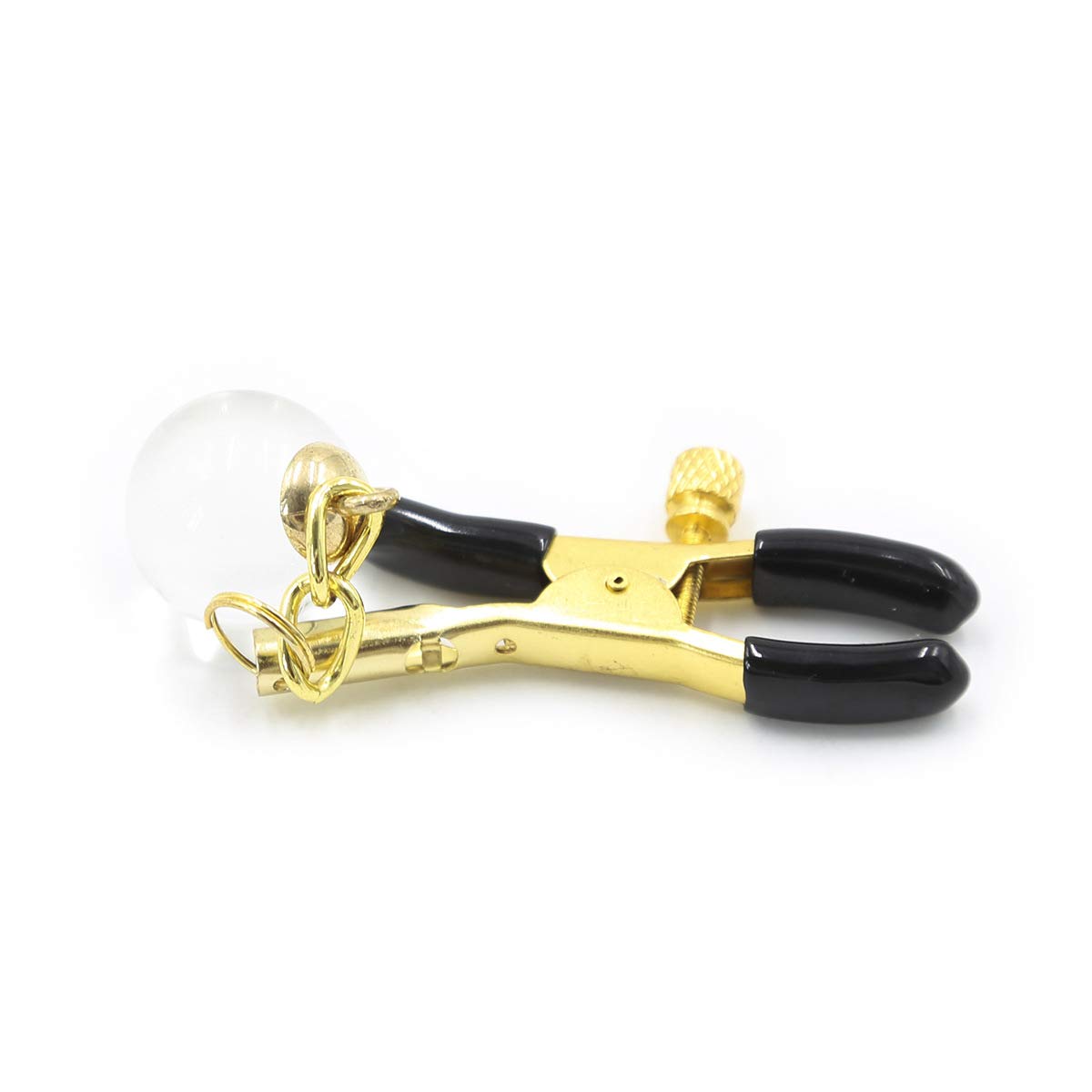 Sell Out!Non Piercing Nipple Clips with Soft Rubber Cap,Adjustable Golden Nipple Clamps,Nipple Clip Inlaid with Transparent Glass Beads