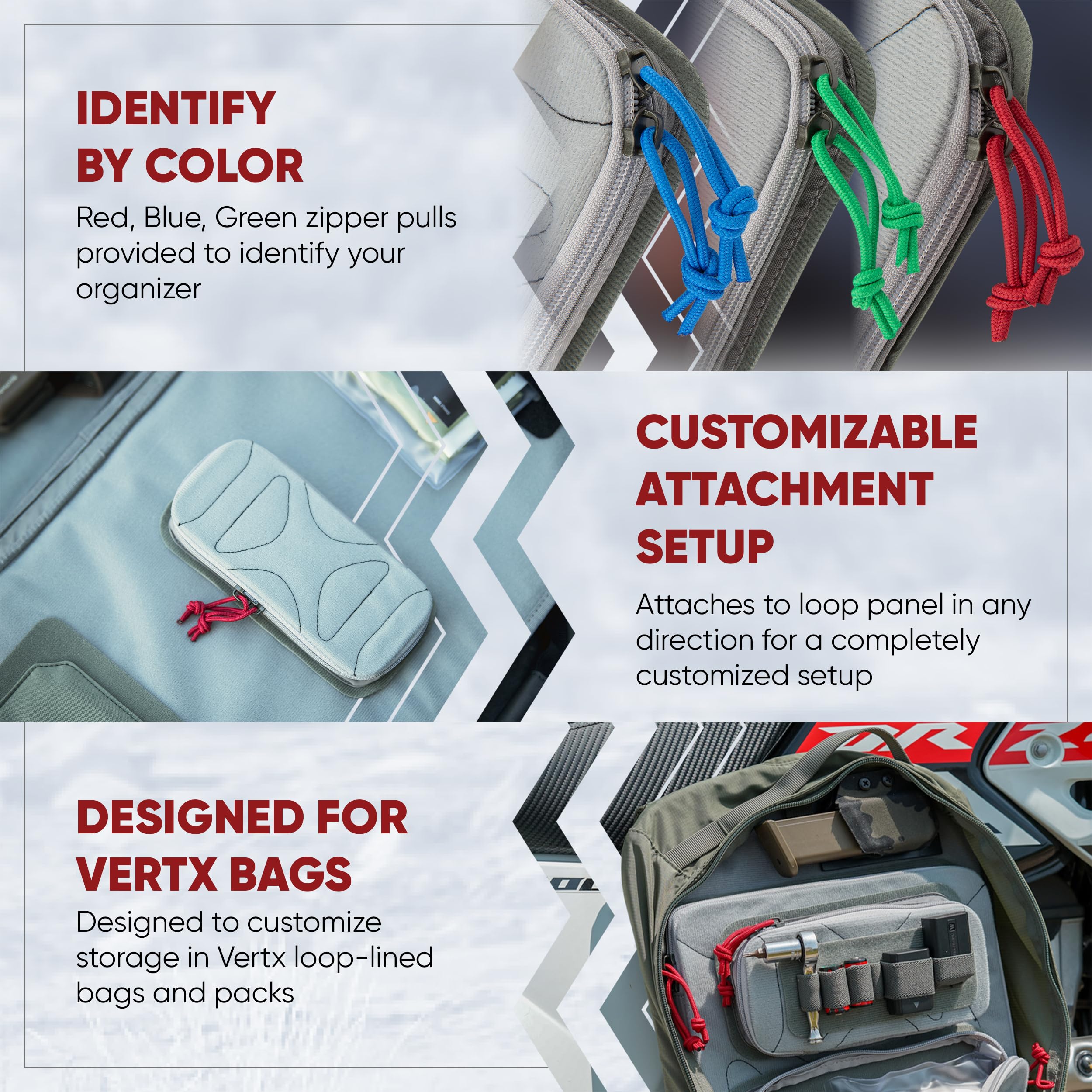 Vertx Pack Zip Pouch Organizer Insert Attachment for Backpack, Bag, Travel, Organization Pouches, Small, 2-Pack