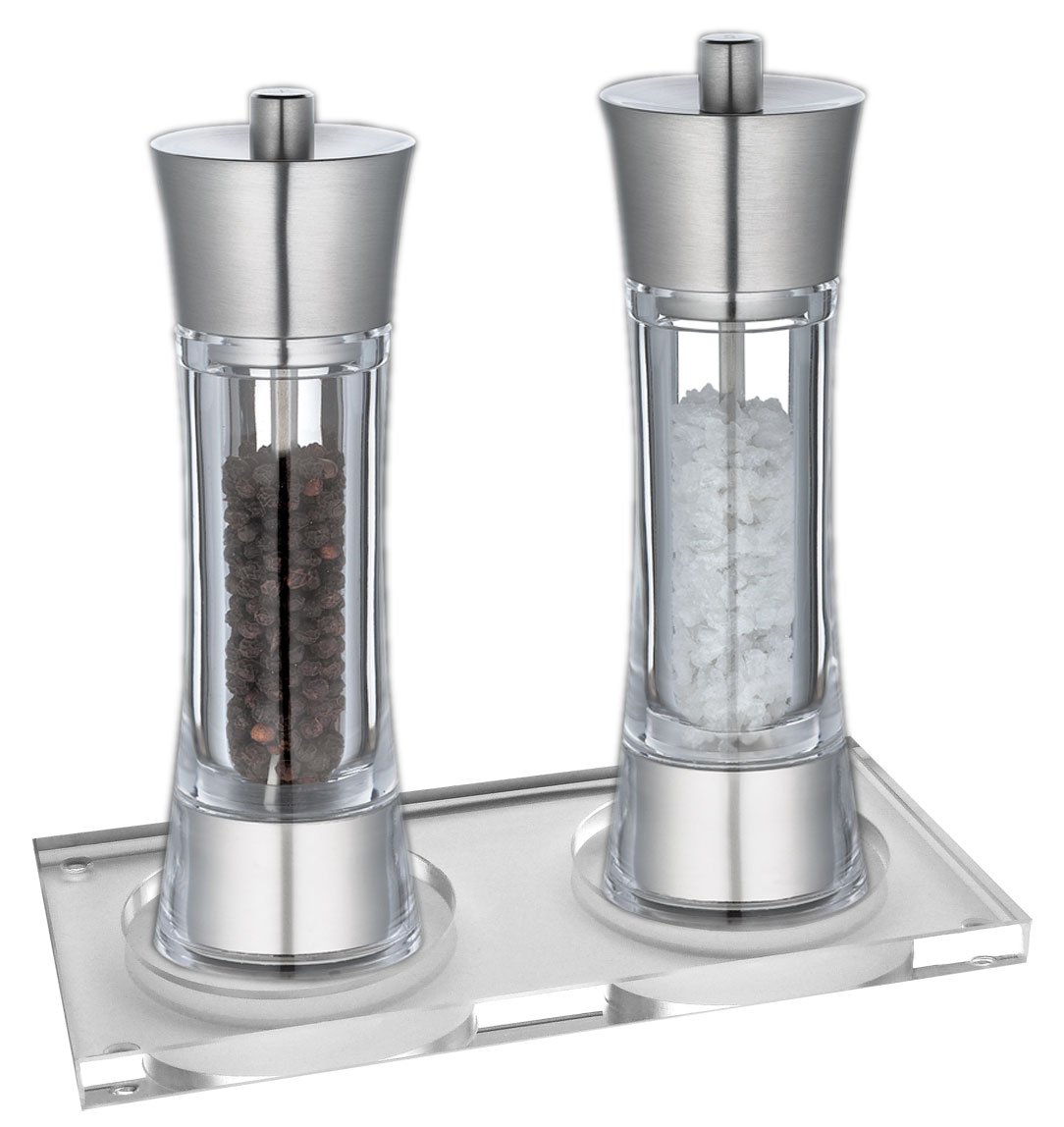Stand / Tray for Pepper- & Salt Mill Set, Acrylic Glass (without Mills!)