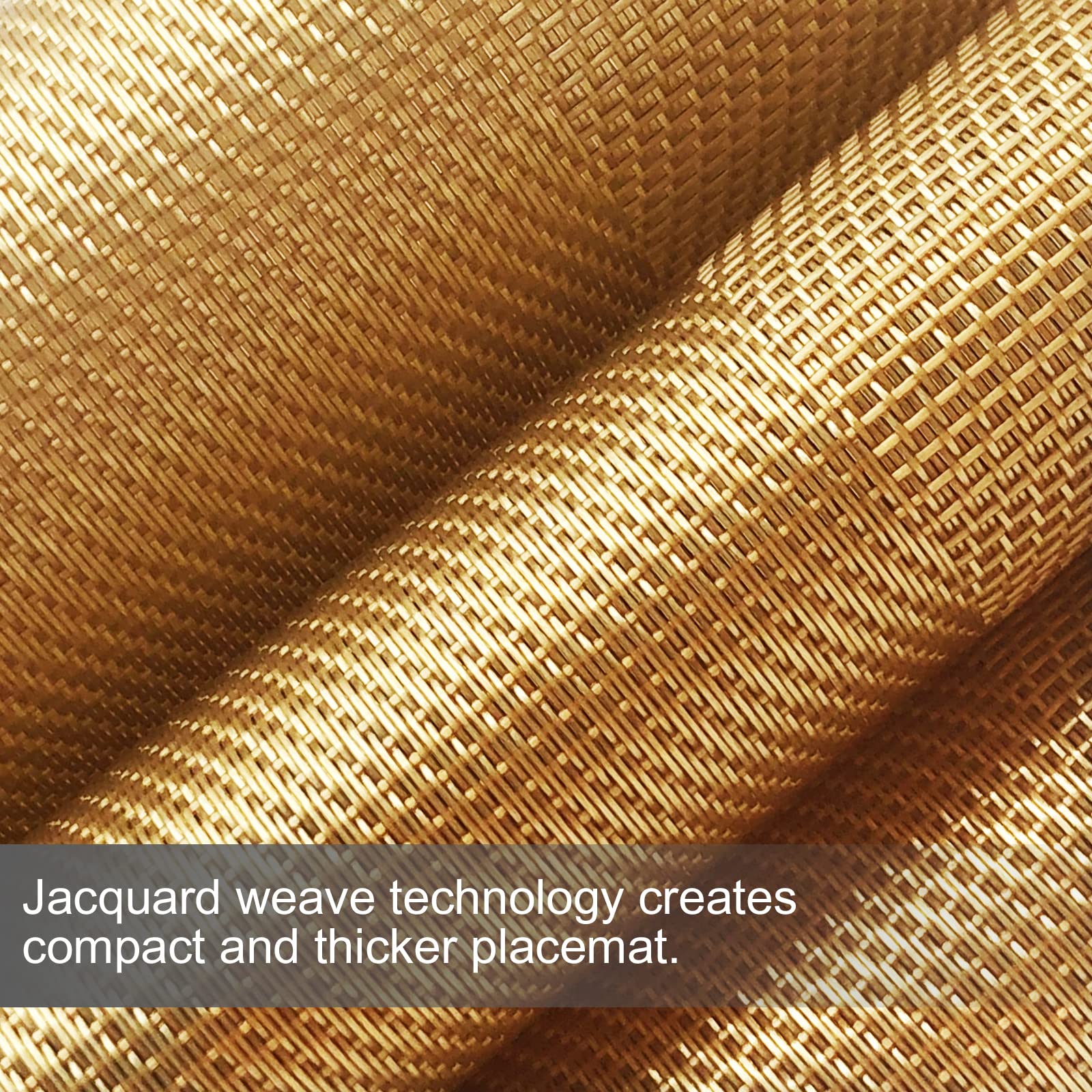 Trophable Placemats Set of 6, Table Placemats Heat Resistant Woven Placemats Washable PVC Place Mats Woven Vinyl Placemats Non-Slip Stain Resistant Kitchen Table Placemats Easy to Clean (Gold)