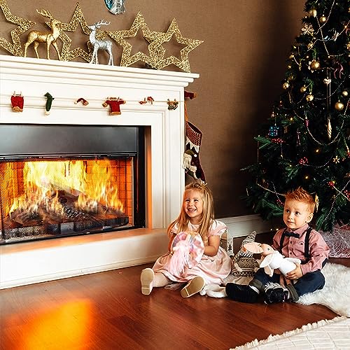 YAZEKY 10 PC Ceramic Fireplace Gas Log for Indoor Ventless/Vented, Gas Inserts, Propane, Gel, Ethanol, Electric or Outdoor Fireplaces and Fire Pits, Log Simulation Charcoal Clean Decoration