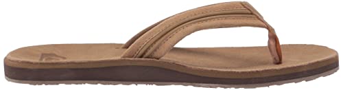 Quiksilver mens Carver Leather Flip Flop Sandal, Tan - Solid, 12 US