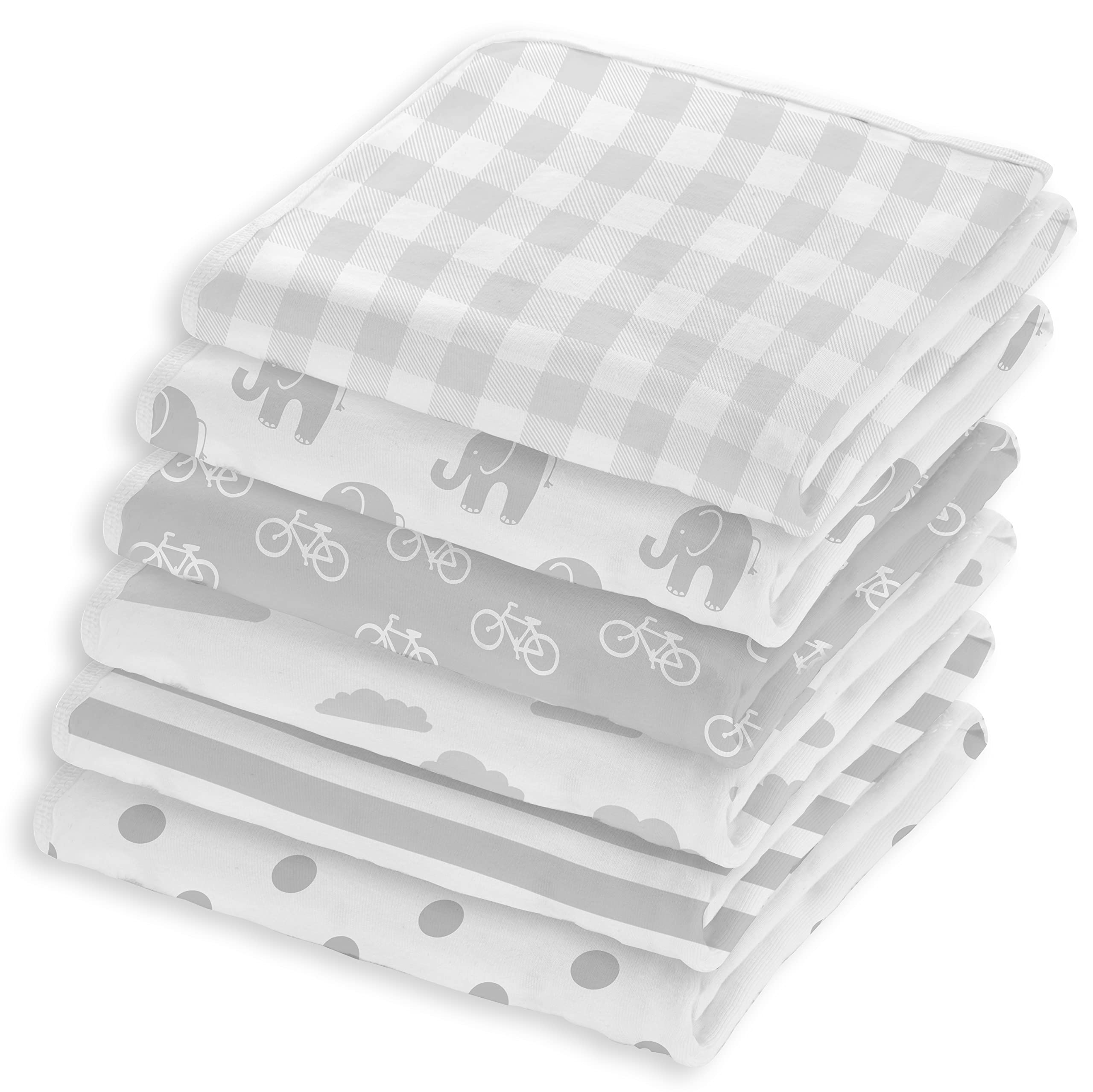 Muslin Swaddle Blankets – Soft Pure Cotton Muslin Blankets – 4 Pack of Breathable Swaddle Blankets – Unisex Baby Swaddle Blanket in Blue & Black Designs – Multi Use Muslin Blankets – 47 x 47 inches