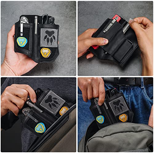 VIPERADE PL8 Multitool Sheath, EDC Leather Organizer Sheath with DIY Patch Area, Leather Sheath for Multitool, Knife, EDC Tools, EDC Pocket Organizer for Men