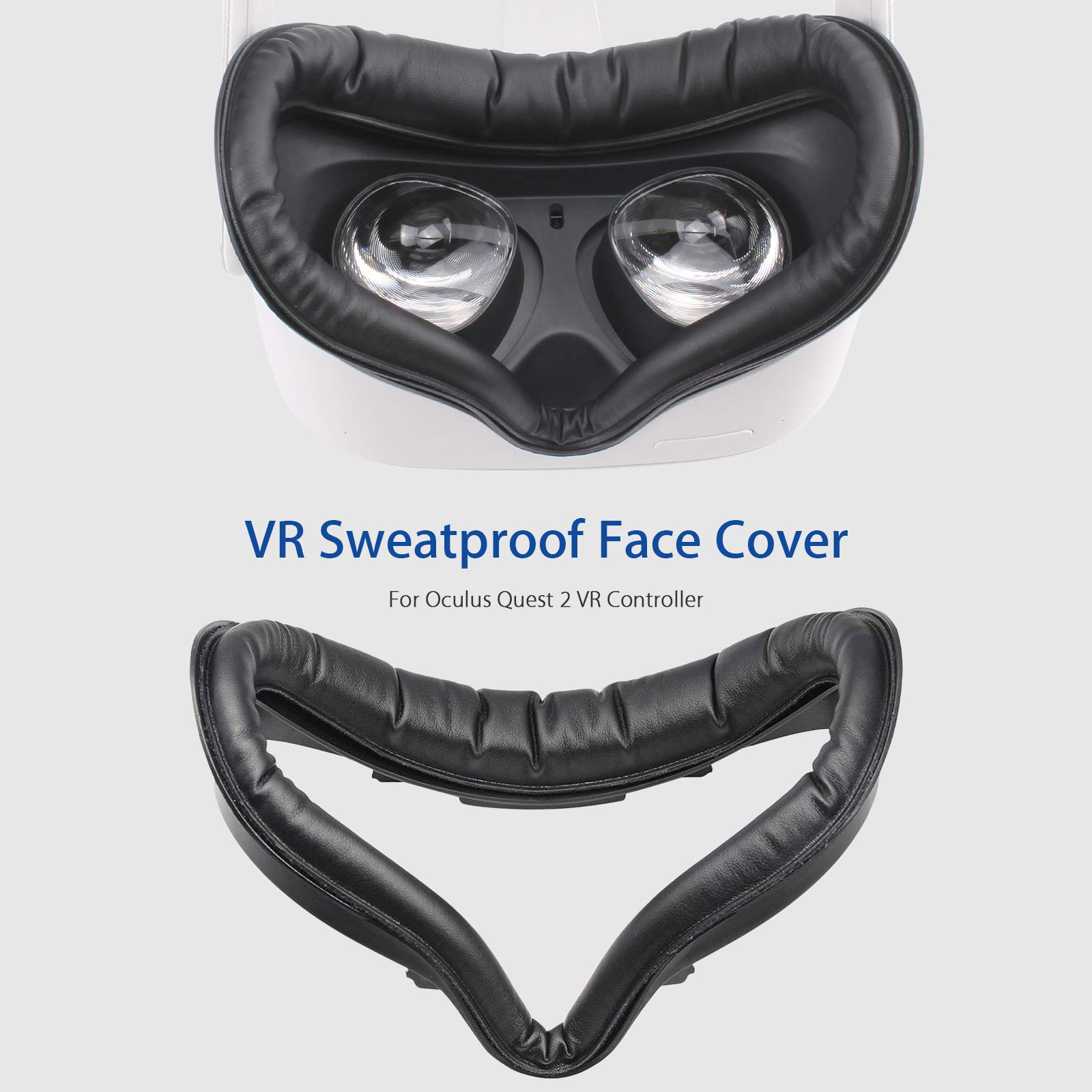 NexiGo VR PU Leather Face Fit Pack & Lens Cover Set for Quest 2, 360 Degree Stereo Gaming Headphones with Custom-Length Short Cable, Sweat & Dust Proof Professional Accessories