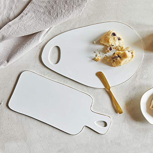 Santa Barbara Design Studio Table Sugar Ceramic Cheese Tray, 5.5" x 13", White/Gold
