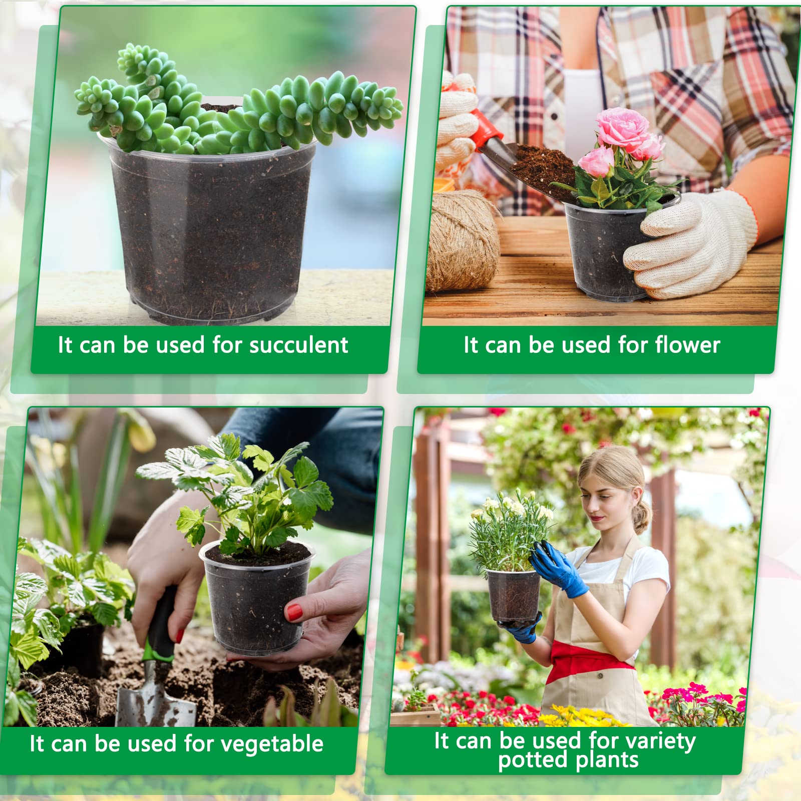 OUPSAUI 6/5/3.5 Inch Clear Nursery Pots with Drainage Holes, 30 Pack Nursery Pots Variety Pack, Durable Transparent Plastic Pots for Plants, Seed Starter Pots, Garden Flower Orchid Pots