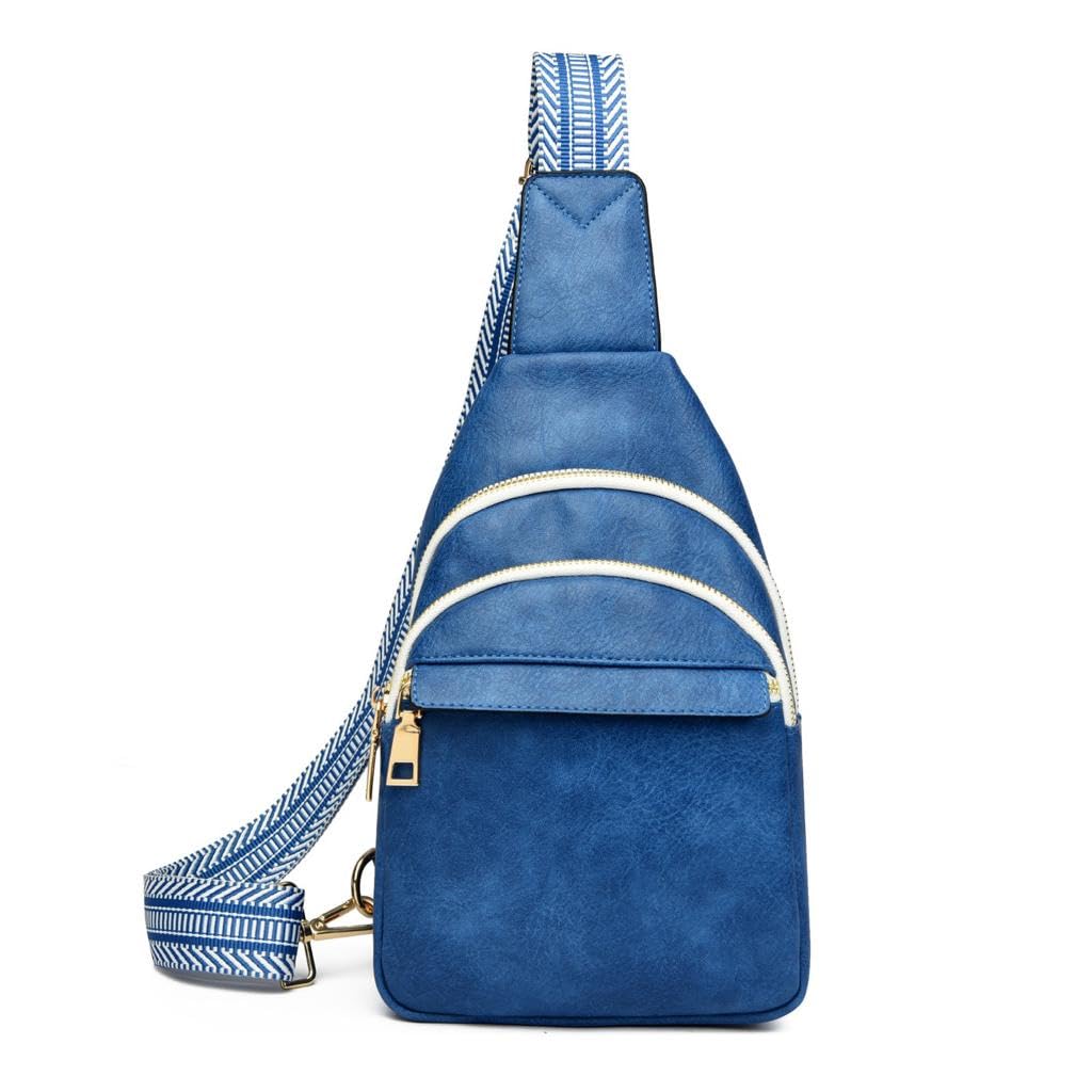 Marika Style Small Sling Bag for Women Leather Crossbody Bag for Travel (blue)