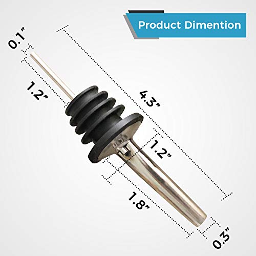 Trovety Liquor Bottle Dispenser Spouts β Classic Speed Pours for Alcohol, Olive Oil and Shave Ice Syrup β Rustproof Stainless Steel with Tapered Pouring Funnels and Dust Caps (2)