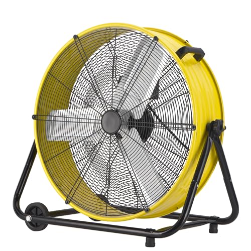 Uthfy 24 Inch Heavy Duty Industrial Drum Fan, 320W High Velocity Floor Fan with 3 Speeds, 360° Tilt Metal Garage Fan for Warehouse, Commercial, Workshop, Factory and Basement