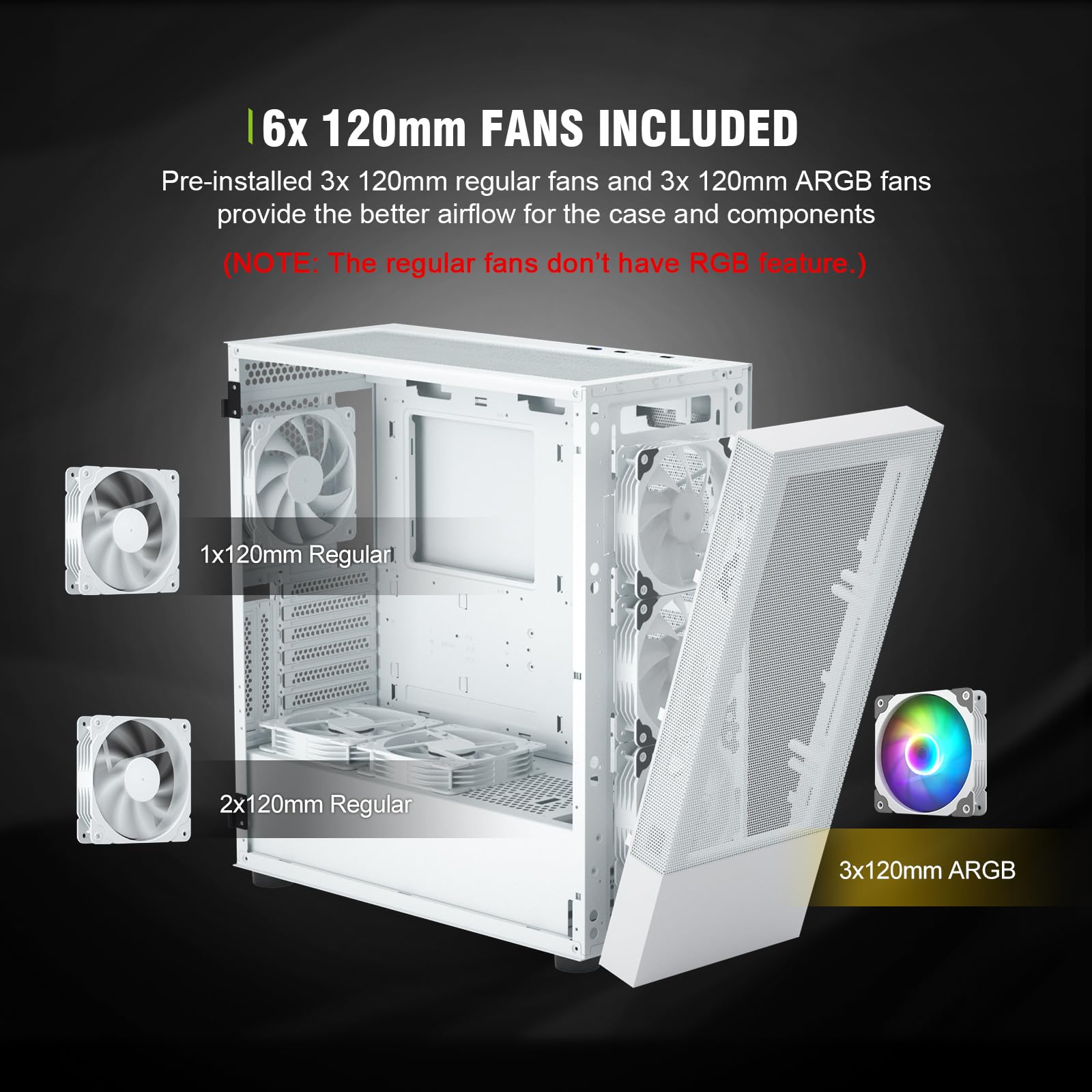 Vetroo AL600 Pink ATX Mid-Tower Gaming PC Case with Pre-Installed ARGB and Airflow Fans, Top 360mm Radiator Support