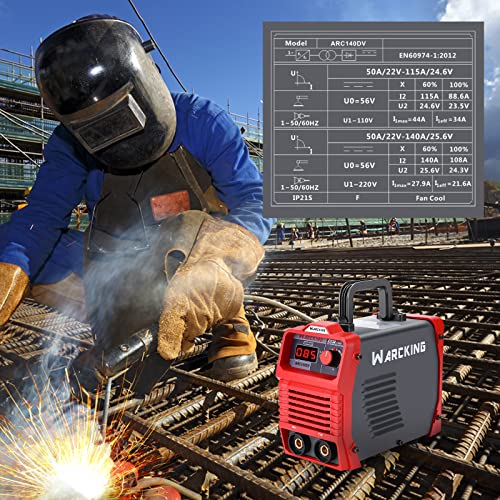 WARCKING 140A Digital Stick Welder, 110/220V Dual Voltage IGBT Inverter ARC Welding Machine, Mini Portable MMA Welder Machine with Hot Start and Anti-Stick