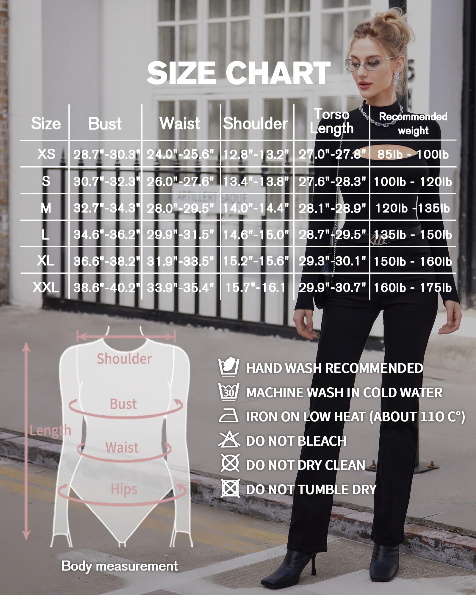 MANGOPOP Black Bodysuit Mock Neck Cutout Front Long Sleeve Tops