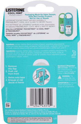 LISTERINE 524331000 Pocketpaks Breath Strips, Cool Mint, 24 Count (Pack of 12)
