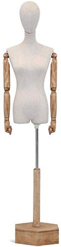Mannequin Torso Mannequin Dress Form Torso Female Tailors Dummy Dressmakers Dummies Fashion Students Display Bust with Solid Wood Arm Height Adjustable for Apparel Jewelr