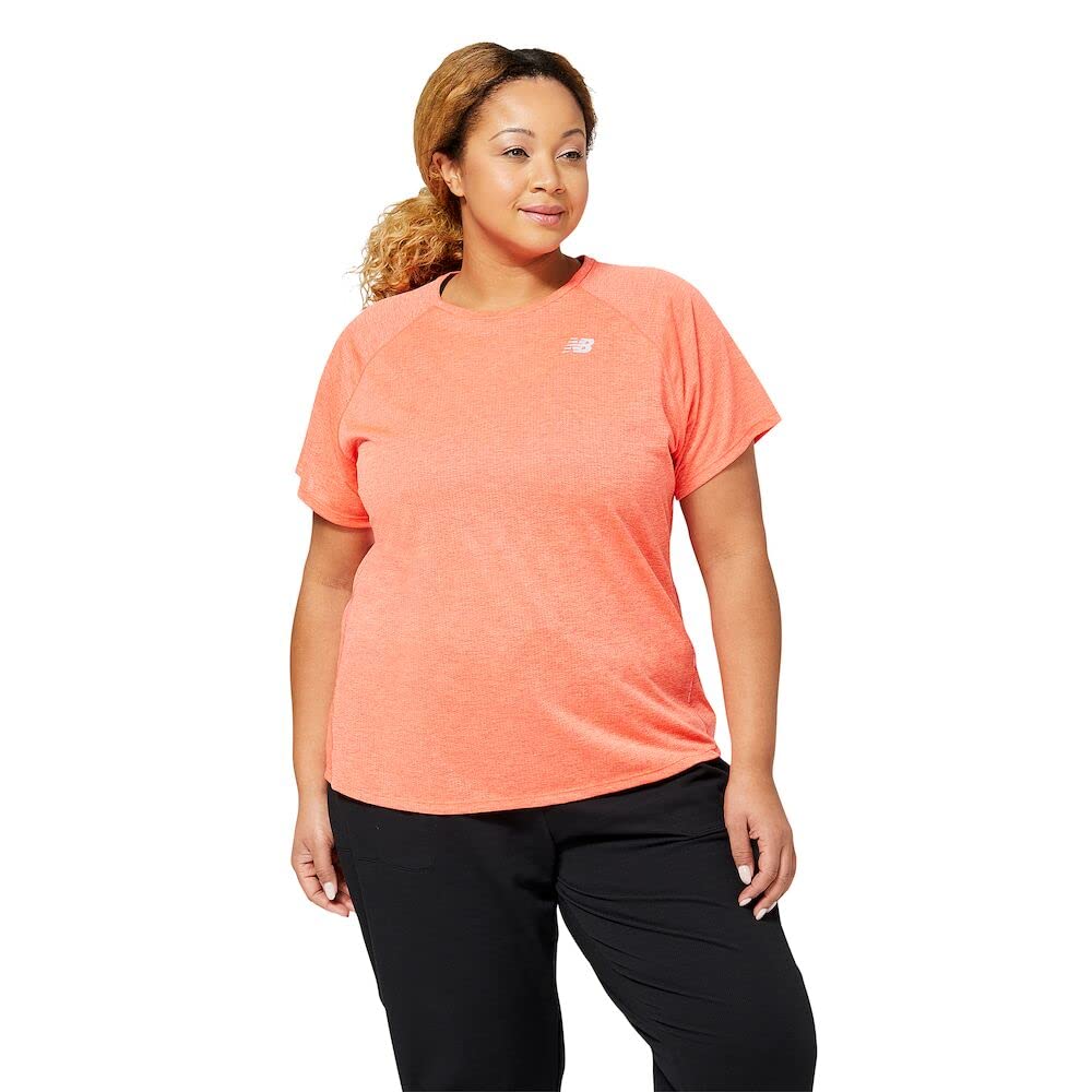 New Balance Women's Impact Run Short Sleeve 22, Electric RED Heather, S