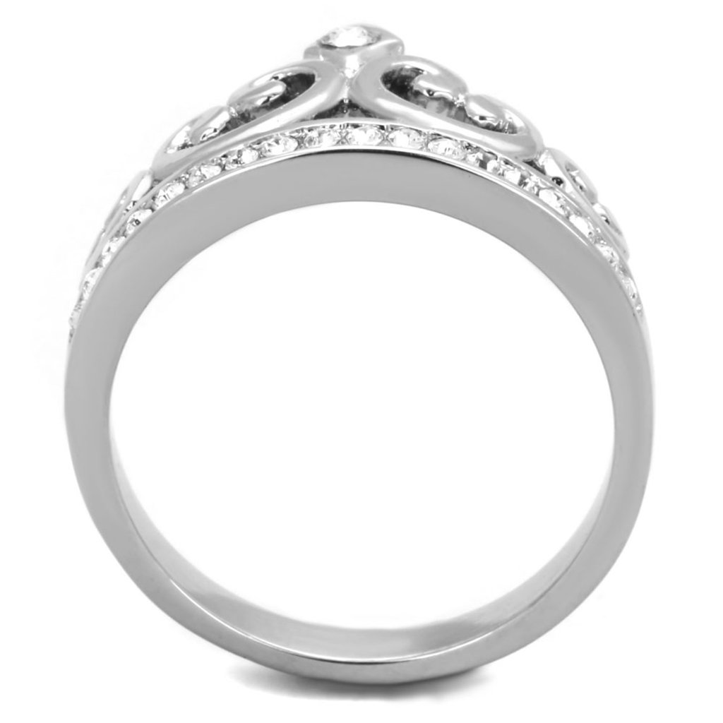 Marimor Jewelry Princess Royalty Crystal Crown Silver Stainless Steel Fashion Ring Women's Size 5