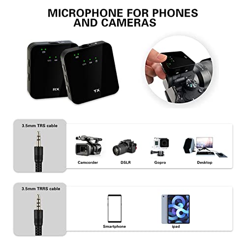 Tamshun Wireless Lavalier Microphone System with Noise-Reducing Mic Adapter, Ideal for Interviews, Vlogging, and YouTube Videos