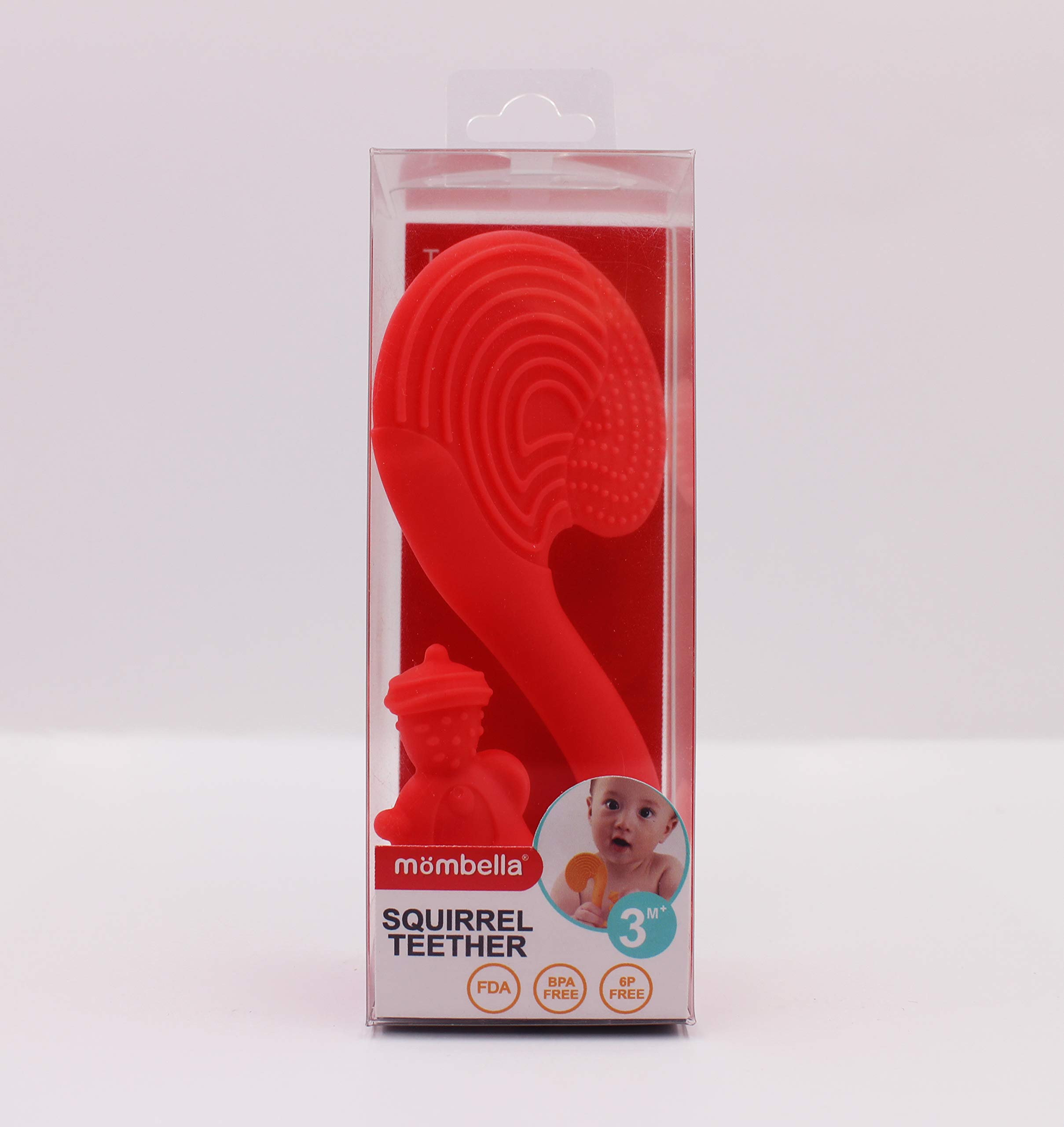 Mombella Scrat The Squirrel Silicone Baby Chew Toy for 6M+ Babies Whose Teeth Already can be SEEN/ERUPTED,Red