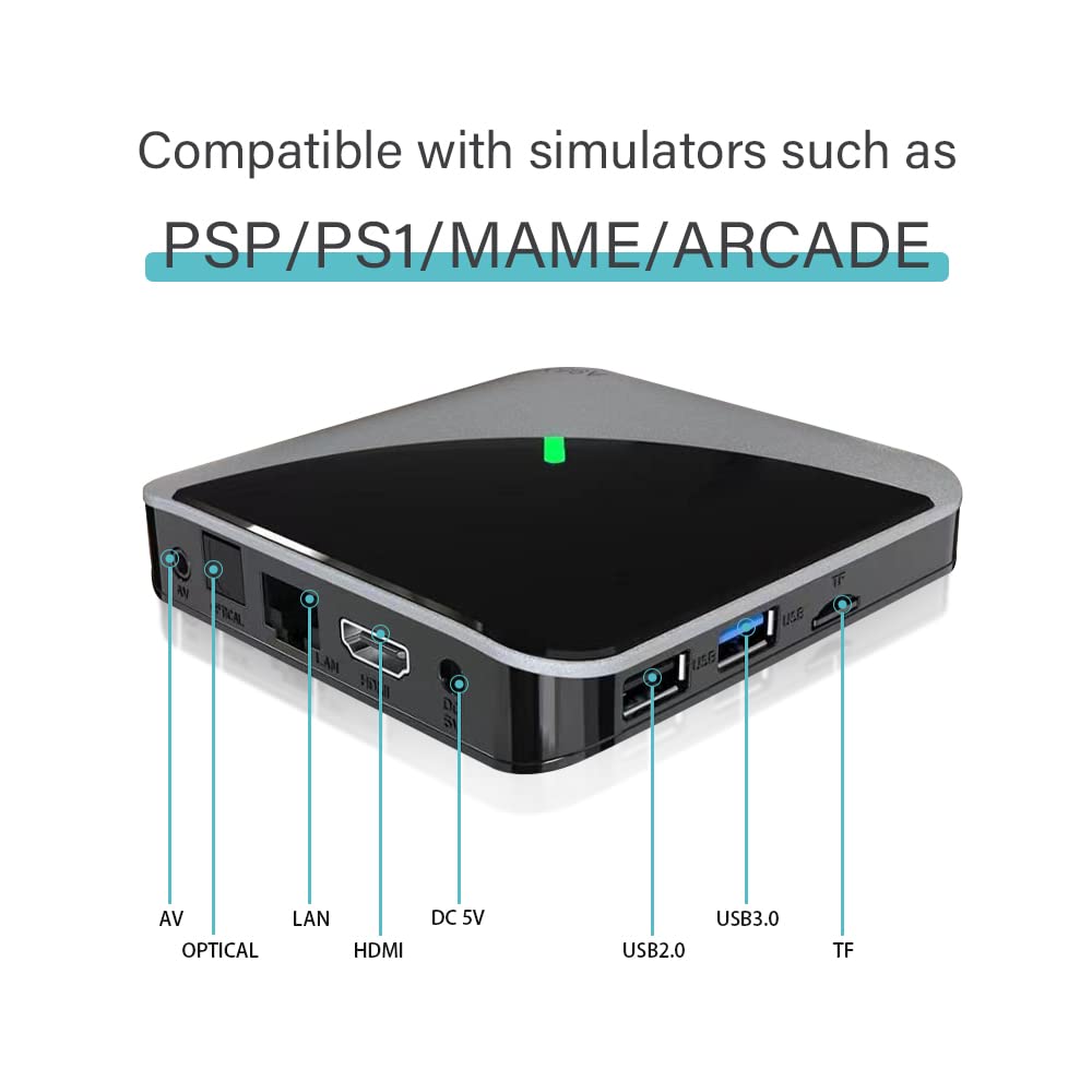 Video Game Console With 60000+ Games, A95X Retro Game Box Compatible With PS1/PSP/MAME, Android 9.0/EmuELEC 4.3 System 2 In 1 For TV/PC/Projector, 2.4g+5g Wifi, 2 Controllers (256)