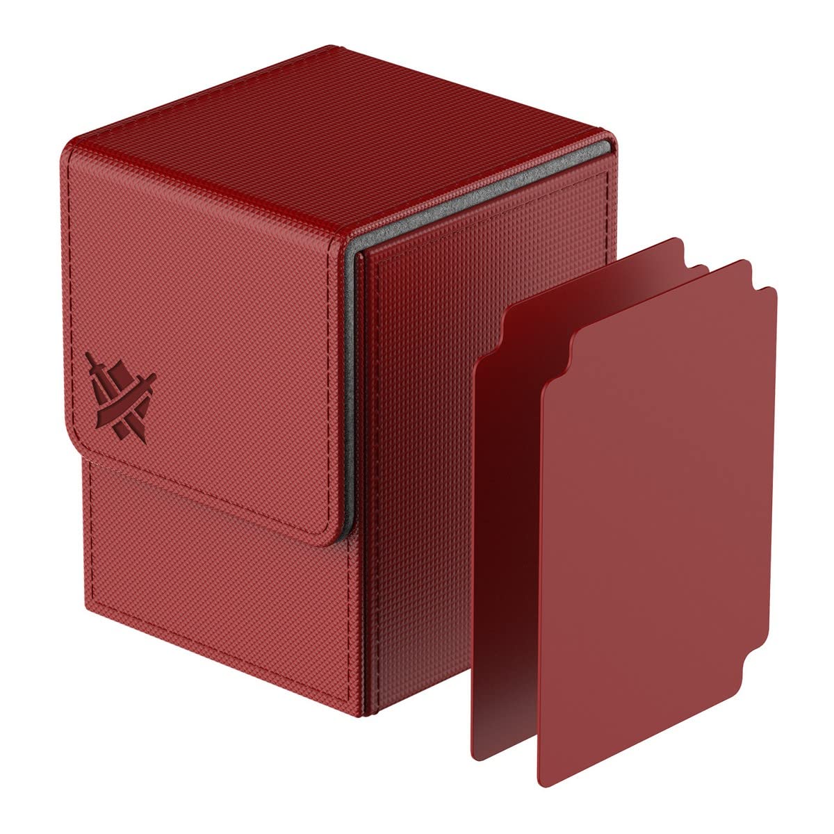 ULTRGEE Deck Box for MTG Cards, Magnet Card Box with 2 Dividers per Holder, Large Trading Card Case Fit for up to 110 Cards-[Shield Design] (Red)