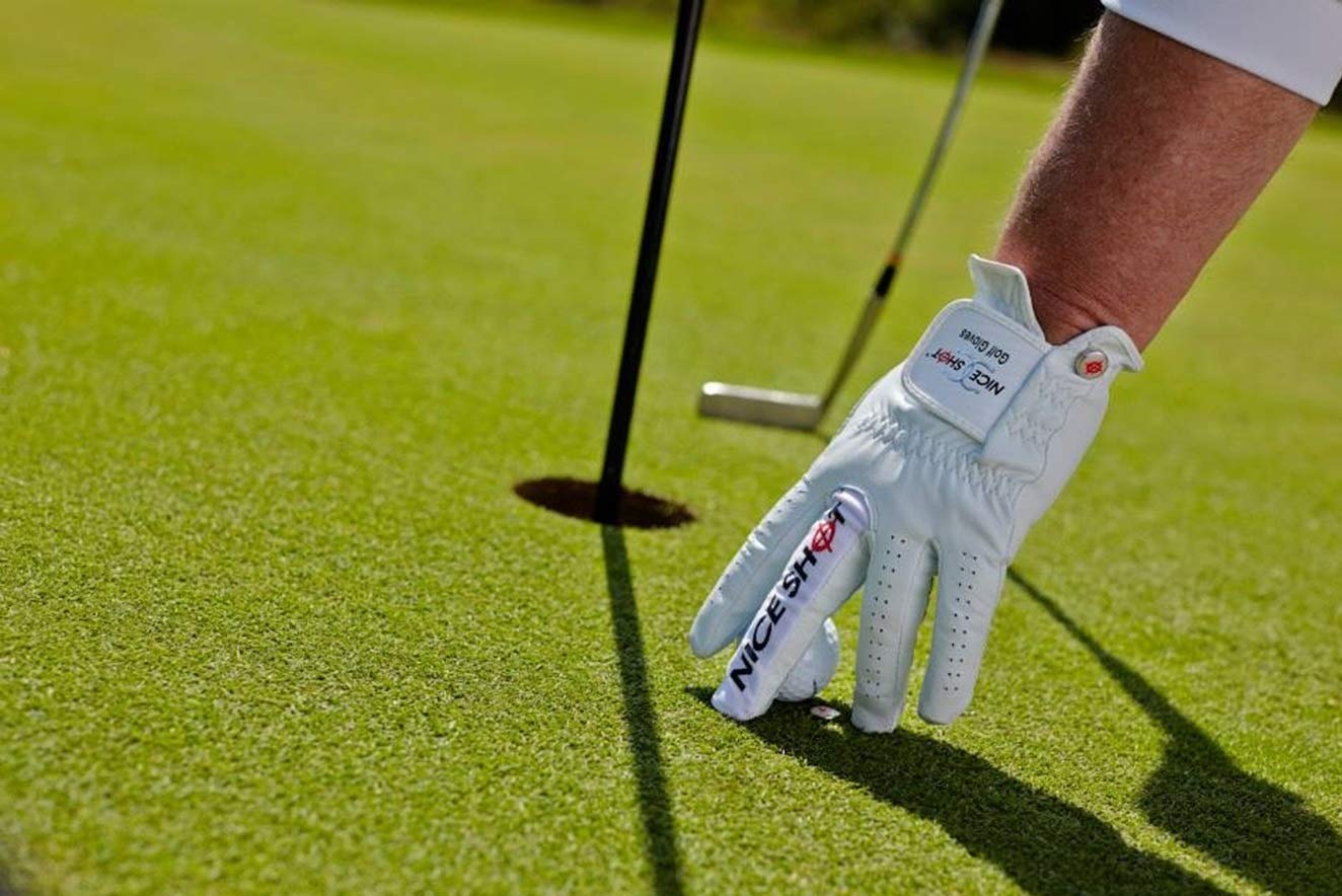 Nice Shot The Bird Golf Glove in White Cabretta Leather Men's Right Hand - XLarge
