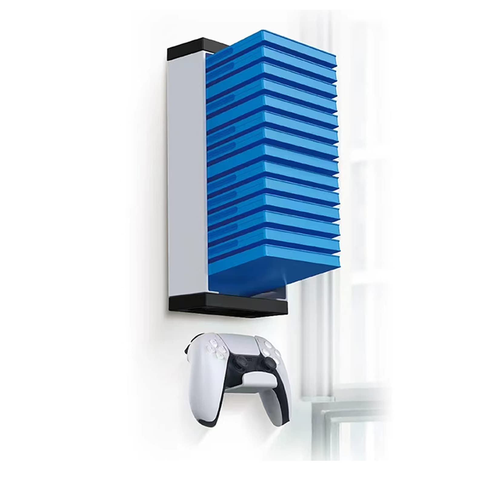 Video Game Storage Stand Tower Universal Game Disc Holder Stores 14 Game Discs Video Games Wall Mount Storage Shelf for PS5, PS4, Xbox One, Xbox Series X/S Game Discs