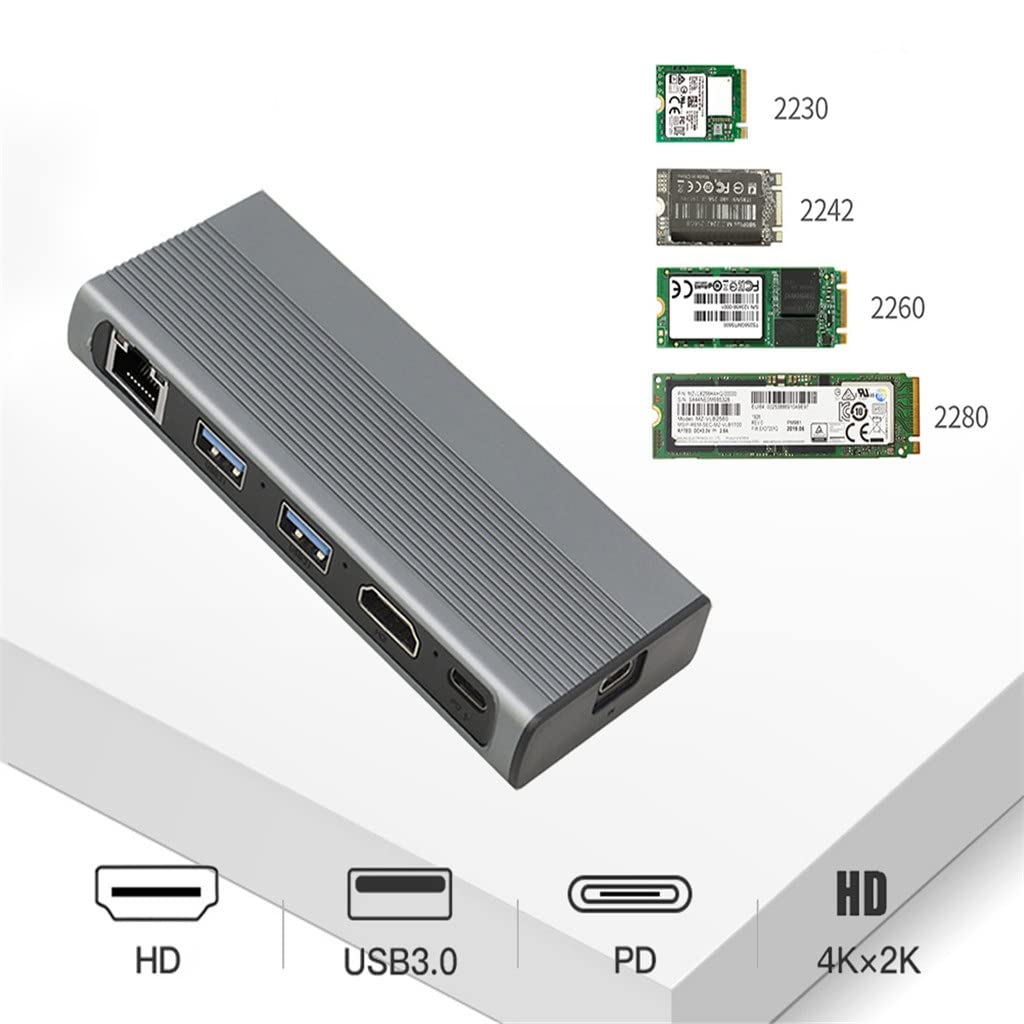 XXXDXDP 1000M LAN 10Gbps USB C HUB Type C 3.1 to M.2 NVME NGFF 4K 30Hz USB Expander Computer Accessories for