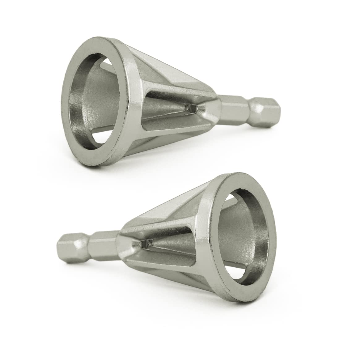 UTSAUTO 2Pcs External Chamfering Tool High Speed Steel Deburring External Chamfer Tool Hexagon Shank Remove Burr Tools Fit for Damaged Bolts Screws External Chamfer Deburring Tool Silver