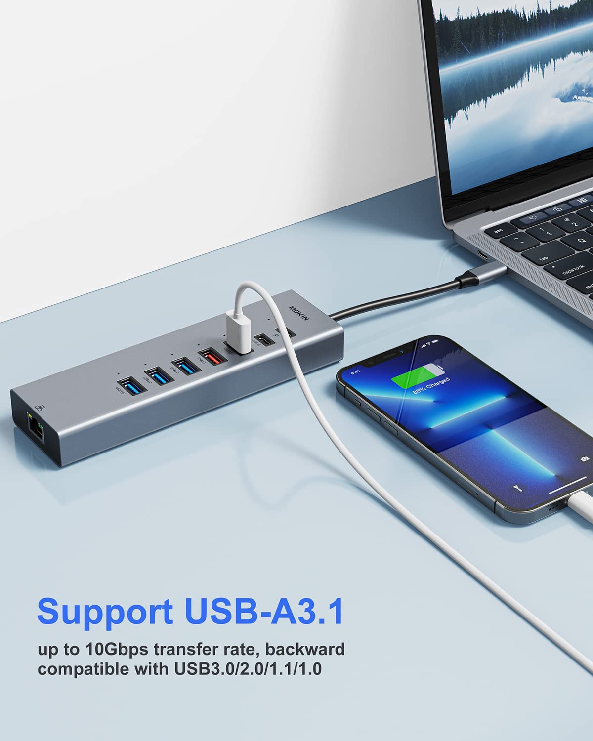 USB C Docking Station Dual Monitor, 10 in 1 Laptop Docking Station USB C Hub Dual HDMI Adapter, USB Dongle with 2 HDMI, Ethernet, 2 USB 3.1, 3 USB 3.0, USB C Data and PD for MacBook/HP/Dell/Lenovo.