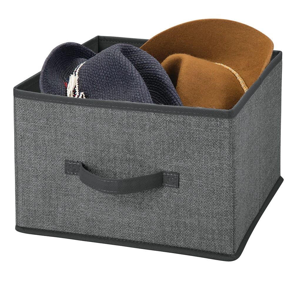 mDesign Fabric Bin for Cube Organizer - Foldable Cloth Storage Cube - Collapsible Closet Storage Organizer - Folding Storage Bin for Clothes and More - Lido Collection - 2 Pack - Charcoal Gray/Black