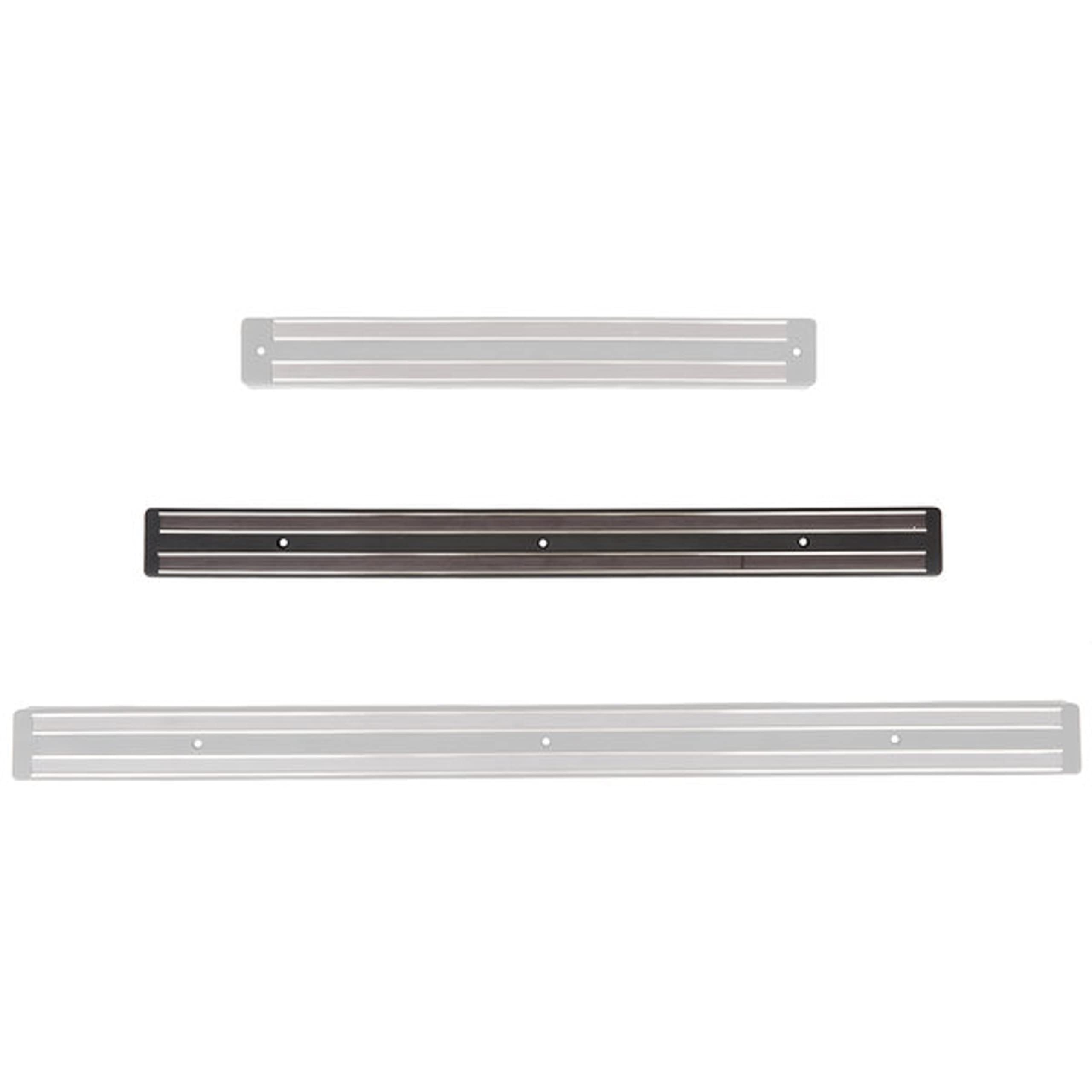 TrueCraftware 18” Magnetic Knife Holder Black with Plastic Base & Two Magnetic Strips for Wall optional hanging hooks -Strong Powerful Knife Rack Knife Strip Storage Display Magnetic Tool Organizer