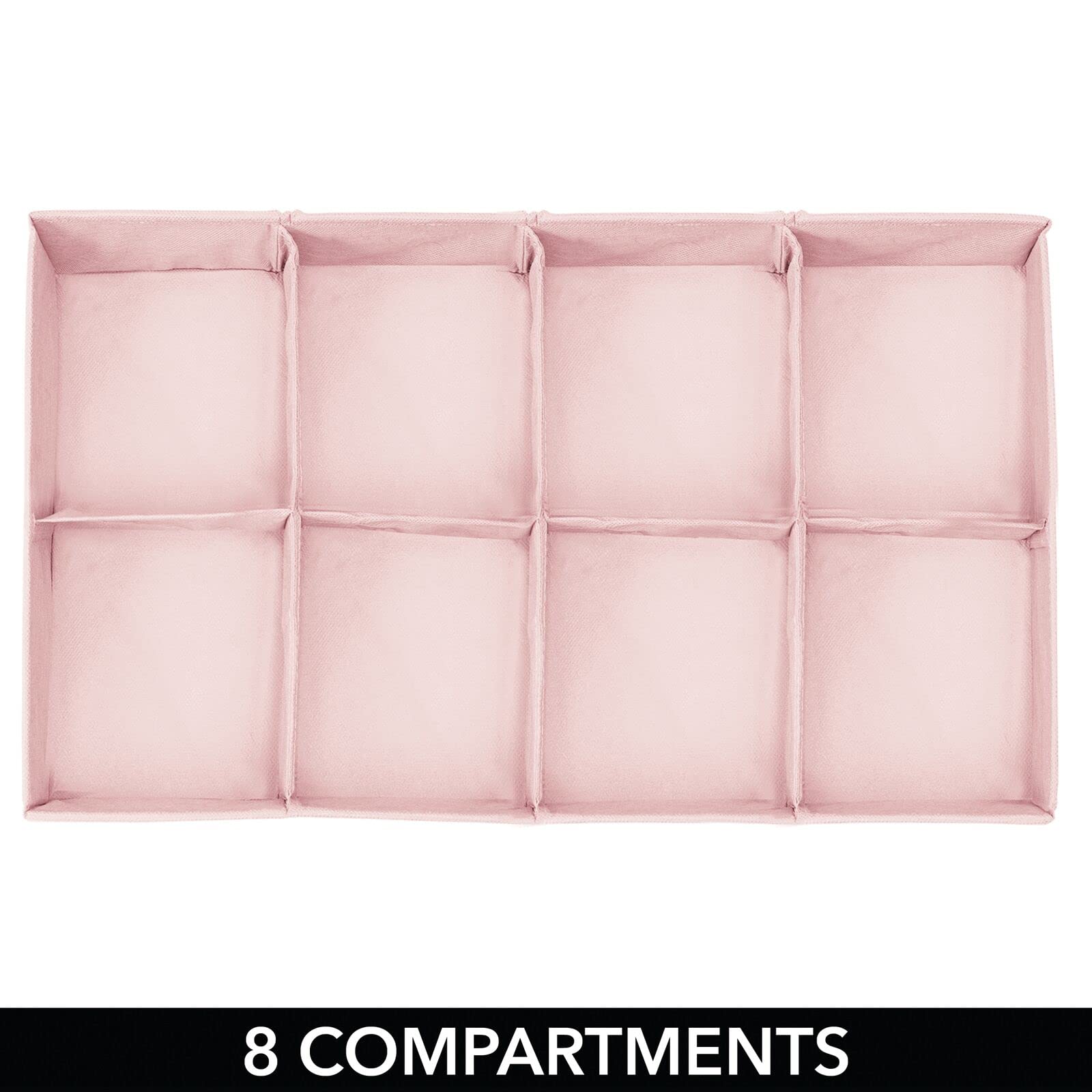 mDesign Fabric 8-Section Divider Drawer Organizer Bin for Baby Nursery Dresser, Closet, Shelf, Changing Table Organization, Hold Clothes, Toys, Diapers, Bib, Blanket - 3 Pack, Pink/White Polka Dot
