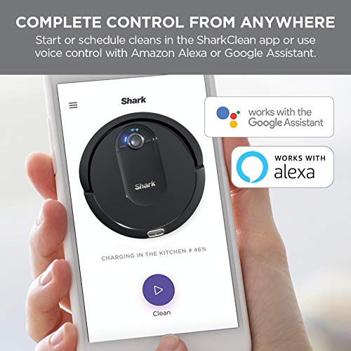 Shark AV993 IQ Robot Vacuum, Self Cleaning Brushroll, Advanced Navigation, Perfect for Pet Hair, Compatible with Alexa, Wi Fi, Black + Towel + Basic Dust Cleaner Spray