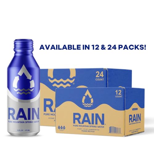 RAIN, Spring Water, 16 Oz, 24 Pack, Bottled At The Source, Plastic-Free Recyclable Eco Friendly Aluminum
