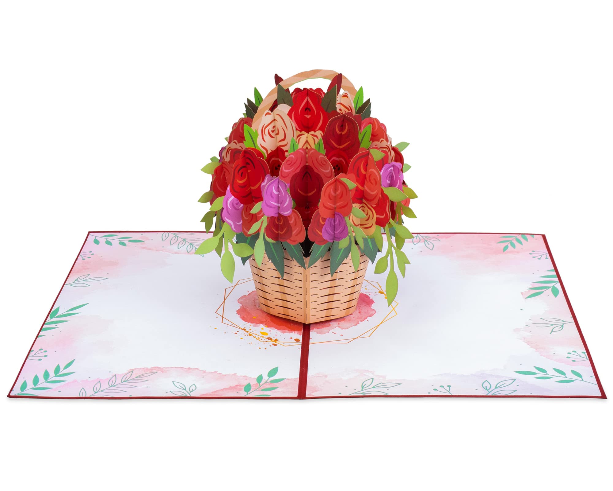 Paper Love Valentines Day Pop Up Card, 3D Love Basket - 5" x 7" Cover - Includes Envelope and Note Card