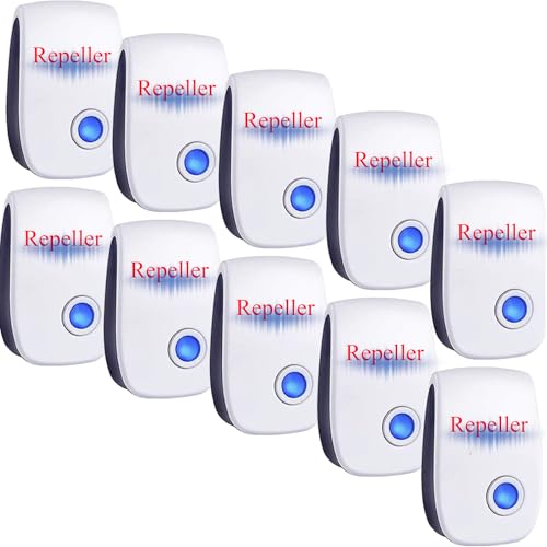 Ultrasonic Pest Insect Repeller 10 Pack Repellent Plug in, Mosquito Repellent, Rodent Repellent Indoor Ultrasonic Pest Control Roach, Mice, Spider Insects Mosquito Rodent Repellent