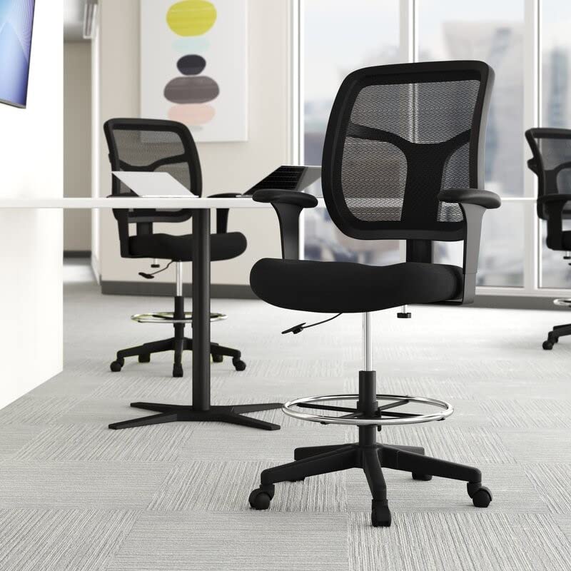 Raynor EuroTech Apollo Mesh Fabric Back Fabric Drafting Chair, Black (DFT9800)