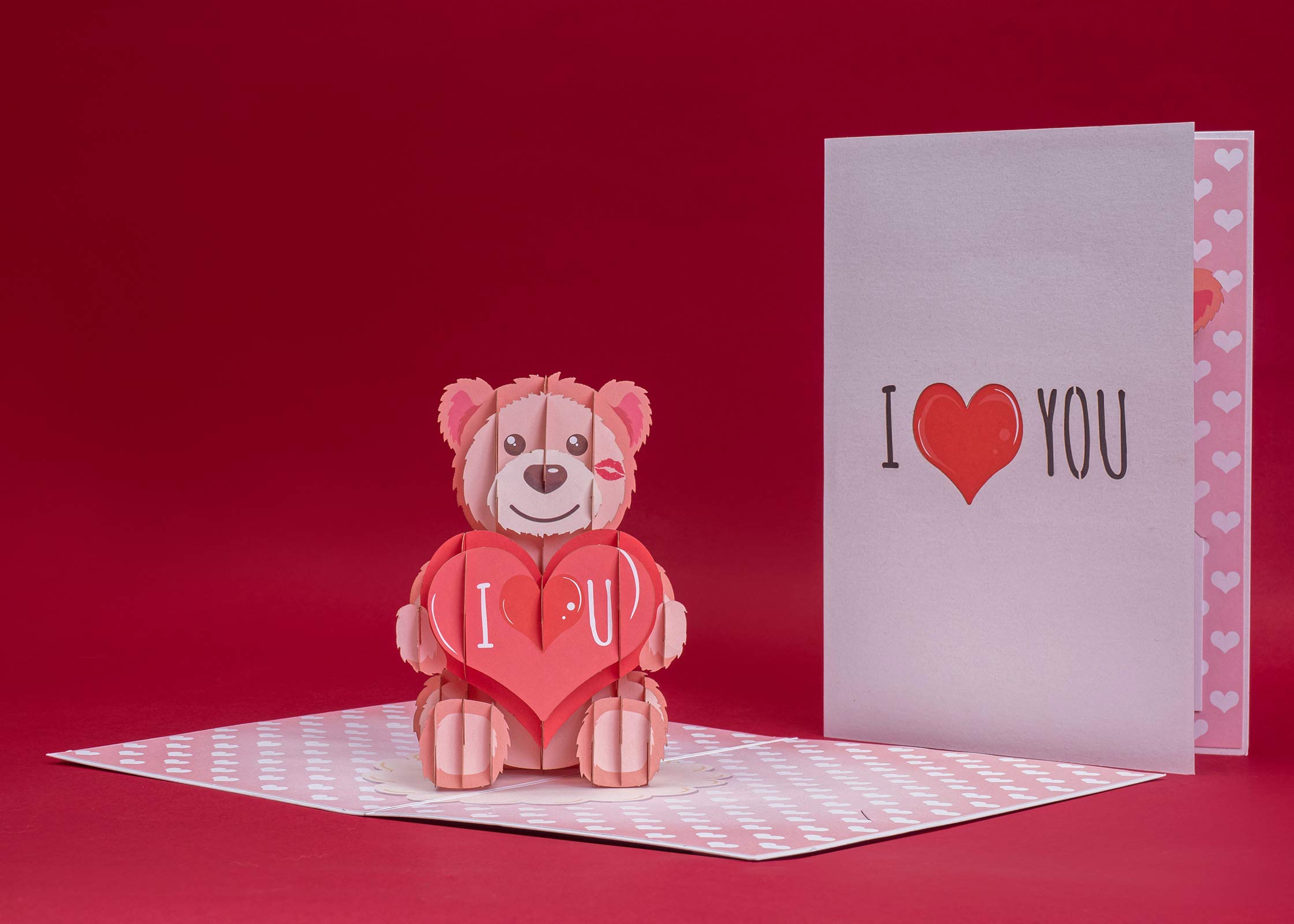 Paper Love Valentines Day Pop Up Card, 3D Teddy Bear - 5" x 7" Cover - Includes Envelope and Note Card