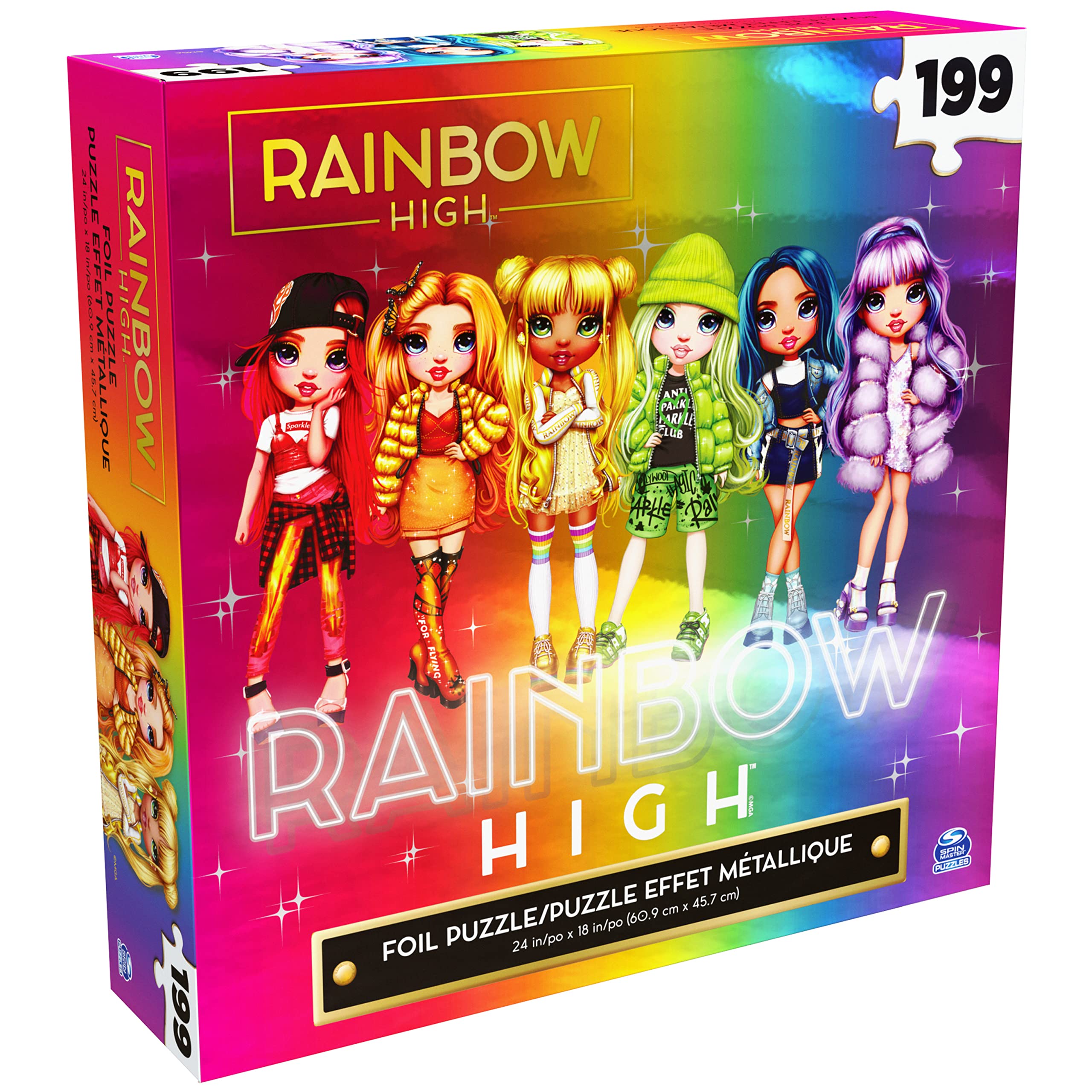 Rainbow High, Foil Jigsaw Puzzle 199-Piece Reflective Abstract Metallic Effect Featuring The Fashionable Dolls, for Kids Ages 8 and up