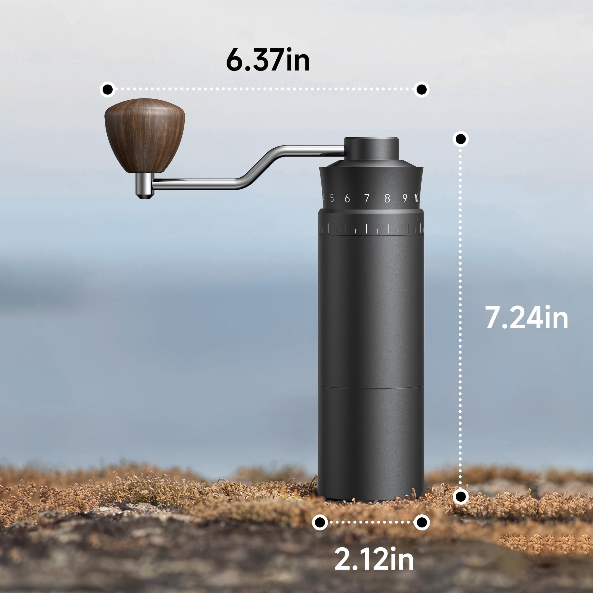 Manual Coffee Grinder with External Adjustable Coarseness Capacity 35g with Stainless Steel Conical Burr, MIFEEL Portable Hand Coffee Bean Grinder with Removable Handle for Travel, Camping, Office