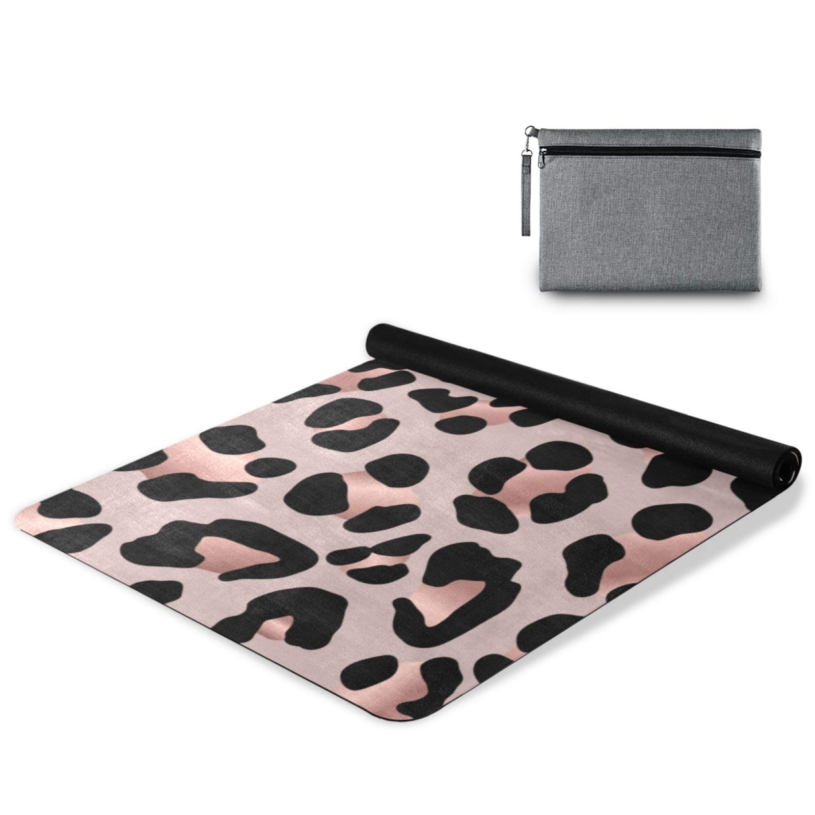 senya Rose Gold Leopard Yoga Mat Cover, Non Slip Exercise Mat High Performance Grip, Coming with Carry Bag(0rh3f)