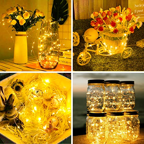 litogo 24 Pack Fairy Lights Battery Operated, 7ft 20 LED Waterproof Fairy String Lights Small Mini Light for Mason Jars Vases Table Centerpieces Wedding Decorations Christmas Tree, Warm White