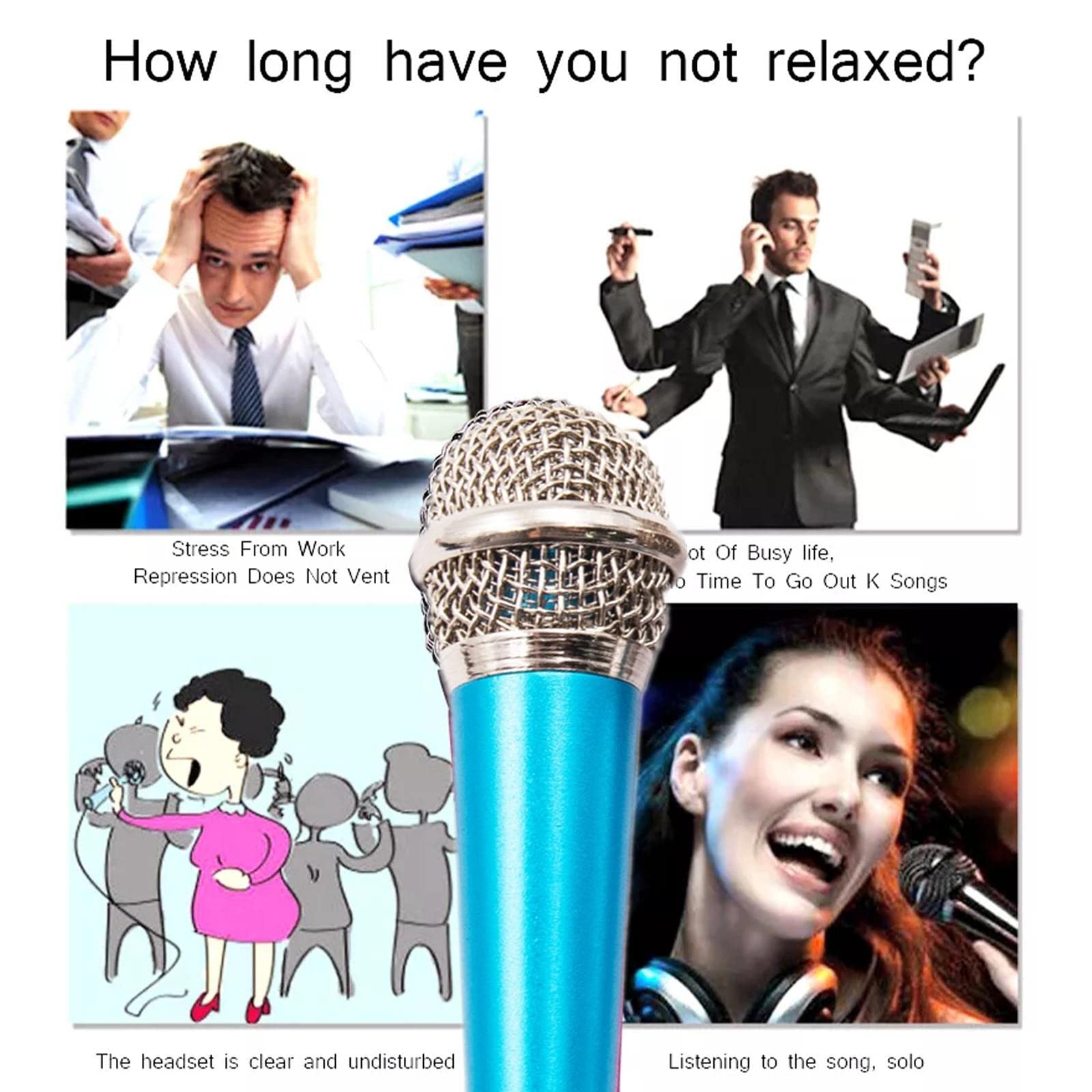 TBAKPU Mini Microphone,Singing Mic Equipment,Beautiful Vocal Quality,Mini Karaoke Microphone,3.5mm Audio Connector with 120 cm Cord,Suitable for Laptop, iPhone, Android Phone (2PACK)