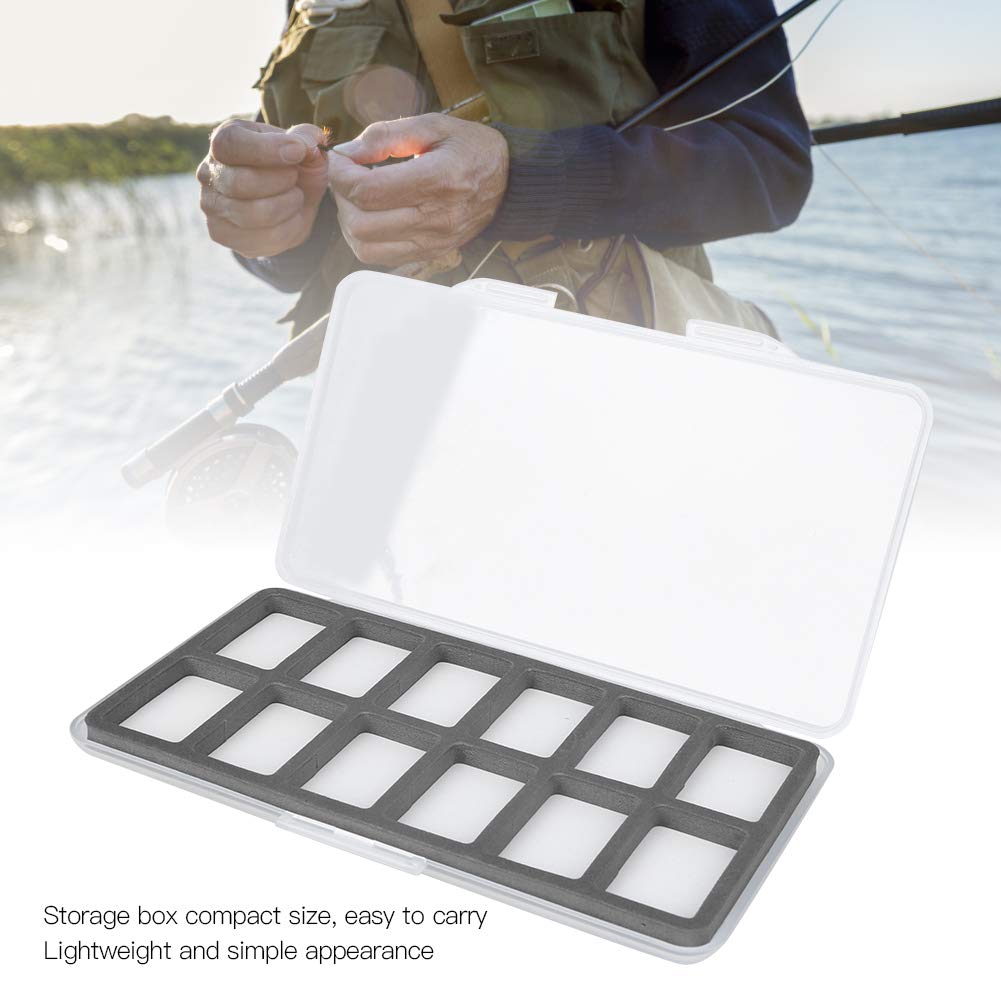 Ruining Fly Storage Box, Bait Case, Transparent with Foam Accessory Fishing Supply for Fishing for Lure Storage 12 Cells